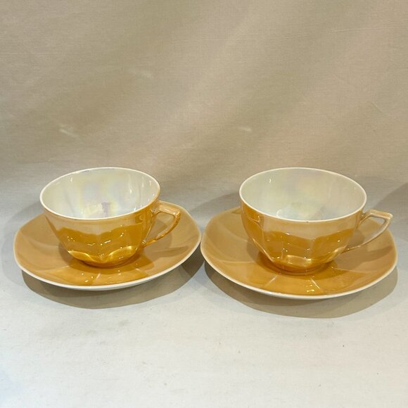 Dining | Pair Vtg Victoria Czechoslovakia Porcelain Lusterware Orange ...